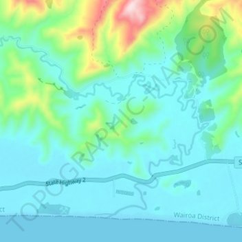 Tahaenui River topographic map, elevation, terrain