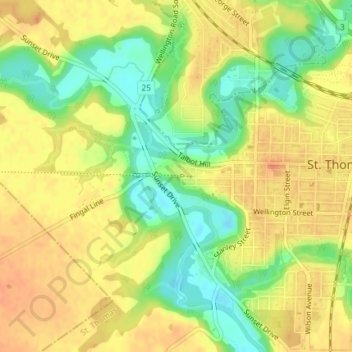 St. Thomas Elevated Park topographic map, elevation, terrain