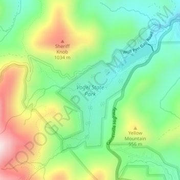 Vogel State Park topographic map, elevation, terrain