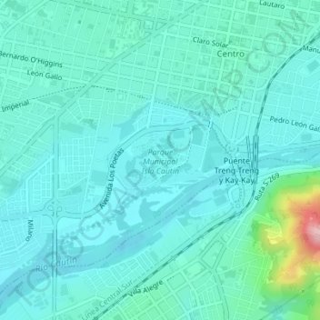 Parque Municipal Isla Cautín topographic map, elevation, terrain