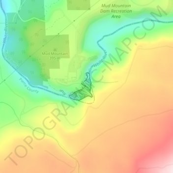 Mud Mountain Dam topographic map, elevation, terrain