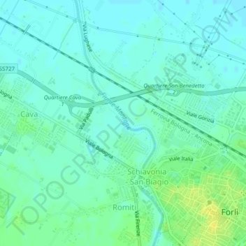 Fiume Montone topographic map, elevation, terrain
