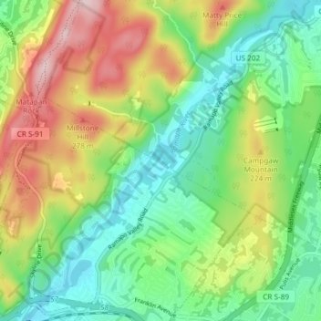 Ramapo River topographic map, elevation, terrain