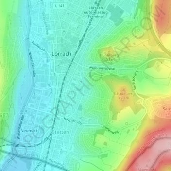Rosenfelspark topographic map, elevation, terrain