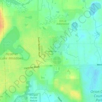 Friendship Park topographic map, elevation, terrain