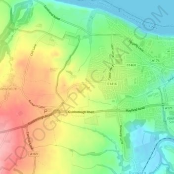 Sneaton Castle Centre topographic map, elevation, terrain