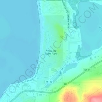 Petoskey State Park topographic map, elevation, terrain