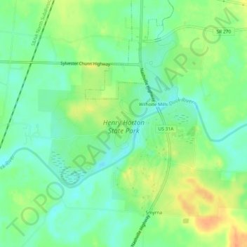 Henry Horton State Park topographic map, elevation, terrain