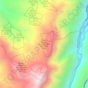 Reserva Natural de la Sociedad Civil Santa Teresa topographic map, elevation, terrain