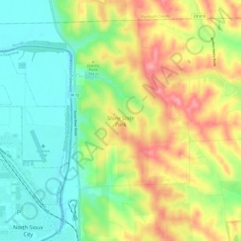 Stone State Park topographic map, elevation, terrain