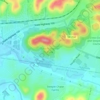 Edwin Warner Park topographic map, elevation, terrain