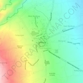 Valencia Town Plaza topographic map, elevation, terrain