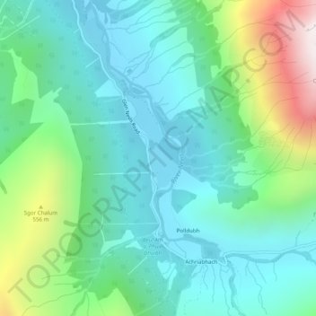 Glen Nevis topographic map, elevation, terrain