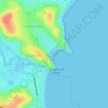Freshwater Beach topographic map, elevation, terrain