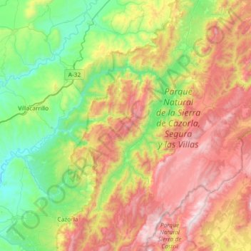 Sierra de Cazorla topographic map, elevation, terrain