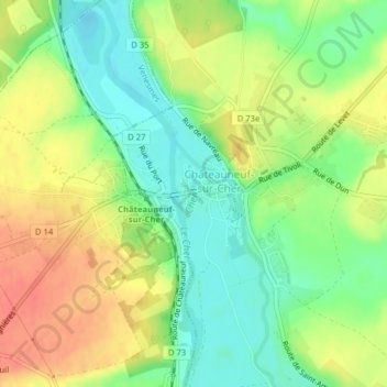 Cher topographic map, elevation, terrain