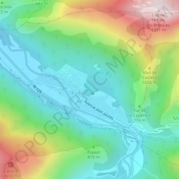 Pujos topographic map, elevation, terrain