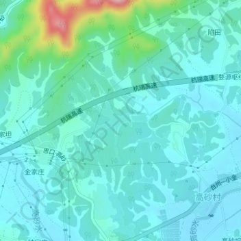 中坞水库 topographic map, elevation, terrain