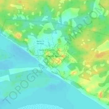 Puerto Nariño topographic map, elevation, terrain
