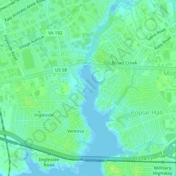 Broad Creek topographic map, elevation, terrain