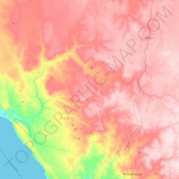Hutt River topographic map, elevation, terrain