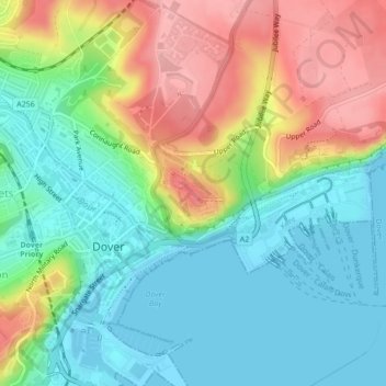 Dover Castle topographic map, elevation, terrain