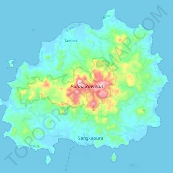 Bawean island topographic map, elevation, terrain