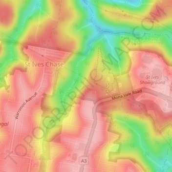 Ku-Ring_Gai Wildflower Garden topographic map, elevation, terrain