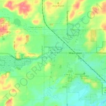 Waunakee Marsh topographic map, elevation, terrain