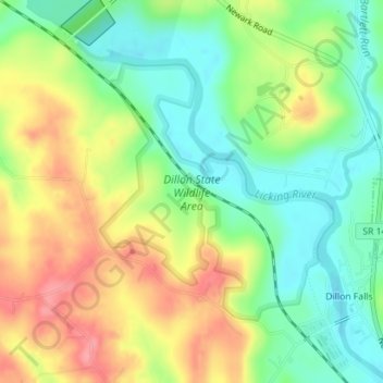 Dillon State Wildlife Area topographic map, elevation, terrain