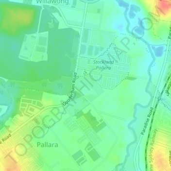 Pallara Park topographic map, elevation, terrain