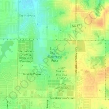 Sutton Urban Wilderness Park topographic map, elevation, terrain