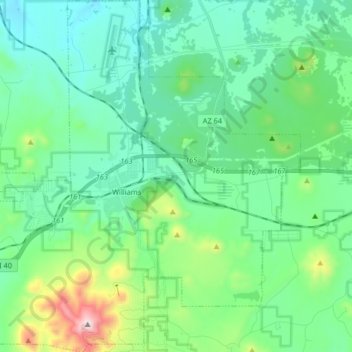 Williams City Limits topographic map, elevation, terrain