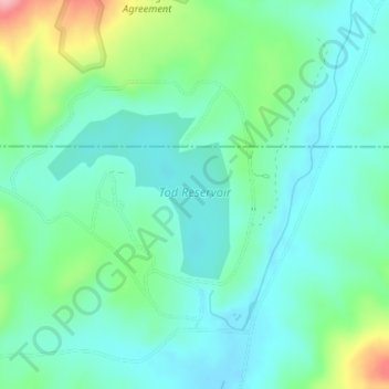Tod Reservoir topographic map, elevation, terrain