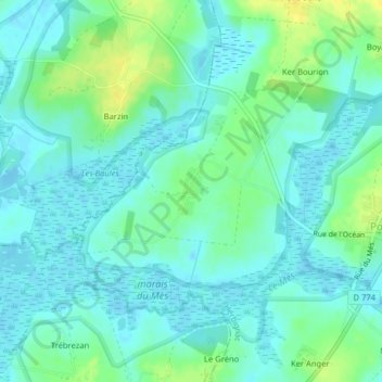 Grand Arm topographic map, elevation, terrain
