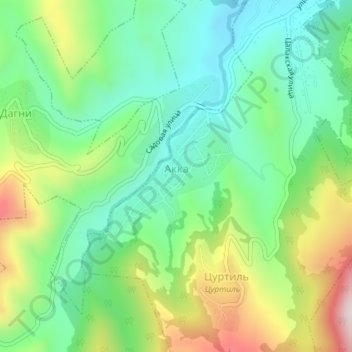 Akka topographic map, elevation, terrain