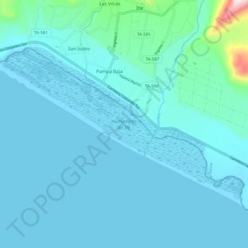 Humedales de Ite topographic map, elevation, terrain