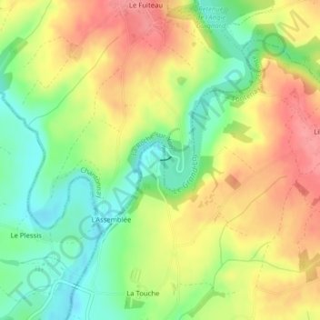 Barrage de L'Angle Guignard topographic map, elevation, terrain
