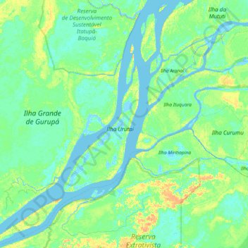 Amazon River topographic map, elevation, terrain