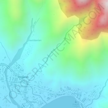 Dingalan River topographic map, elevation, terrain
