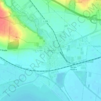Berga topographic map, elevation, terrain
