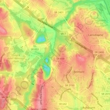 Goose Creek topographic map, elevation, terrain