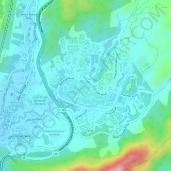 Sungai Pusu topographic map, elevation, terrain