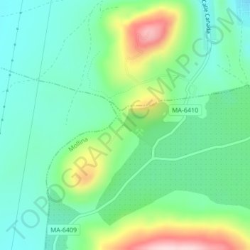 Sierra de la Camorra topographic map, elevation, terrain