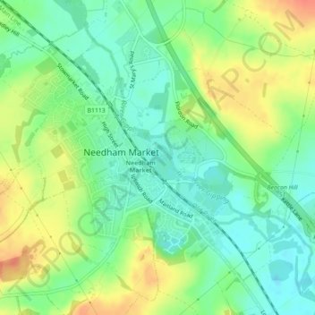 Needham Lake topographic map, elevation, terrain