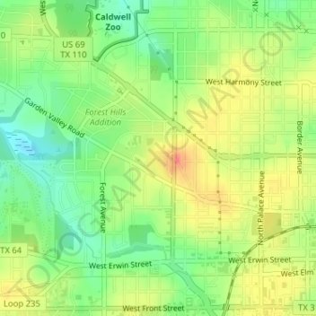 Fun Forest Park topographic map, elevation, terrain
