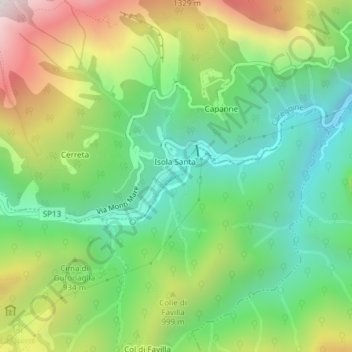 Lago di Isola Santa topographic map, elevation, terrain