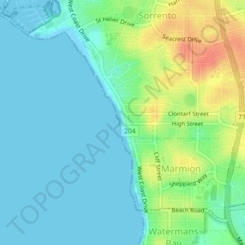 Marmion Beach topographic map, elevation, terrain