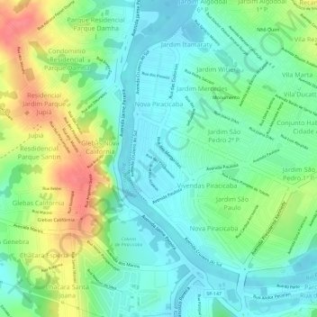 Nova Piracicaba topographic map, elevation, terrain