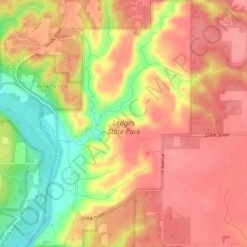 Ledges State Park topographic map, elevation, terrain